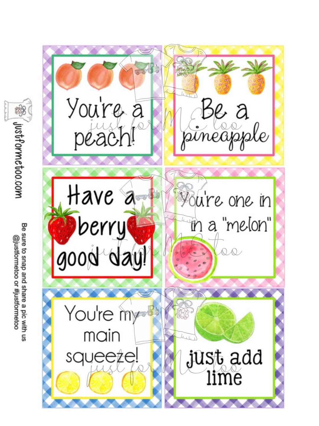 Printable Tags, Instant Download, Digital Download, Gift Tags, Fruit ...