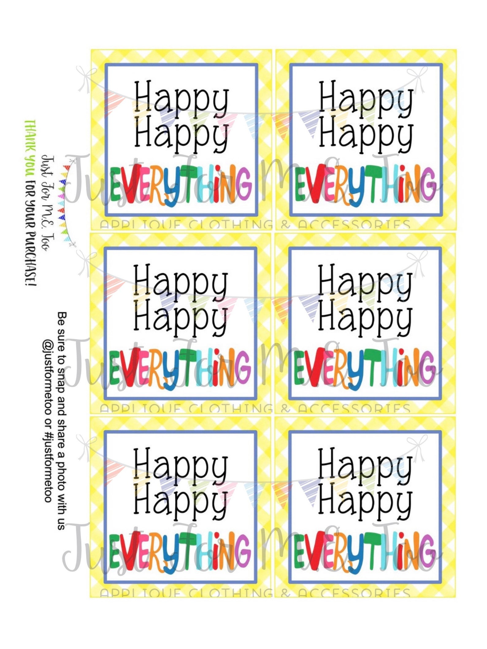 Happy Everything Printable Tags Instant Download Friend | Etsy