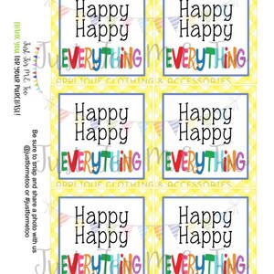 Happy Everything Printable Tags, Instant Download, Friend Tags, Square ...