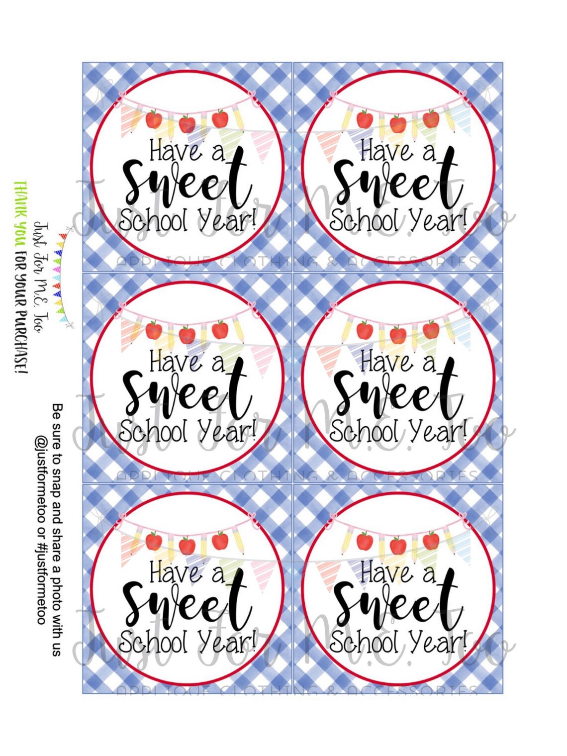 School Printable Tags Back to School Have a sweet School | Etsy