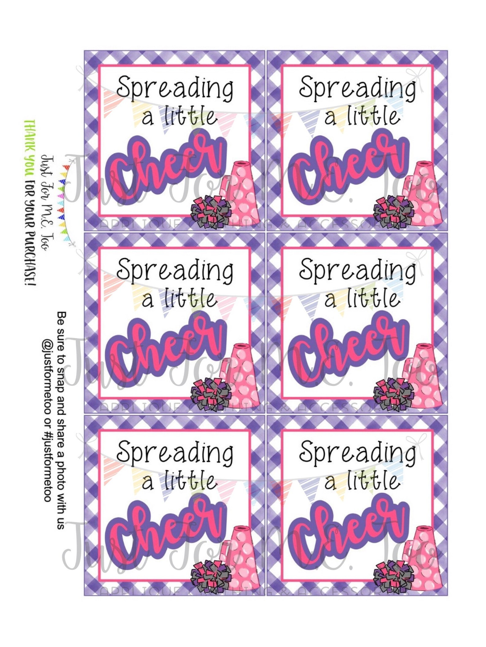 Cheer Printable Tags Spreading a Little Cheer Instant - Etsy