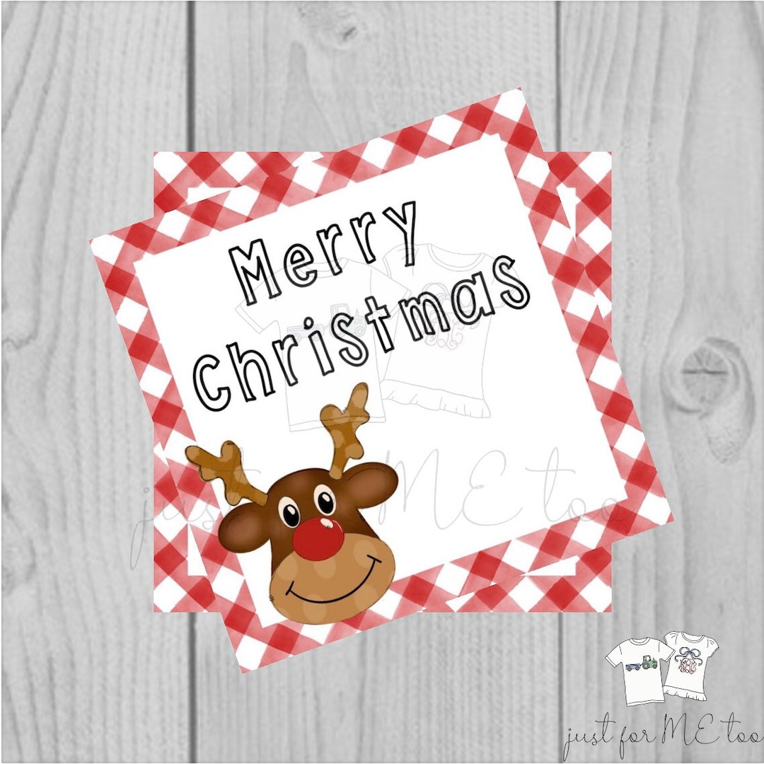 Reindeer Printable Tags, Instant Download, Christmas Tags, Square Gift ...