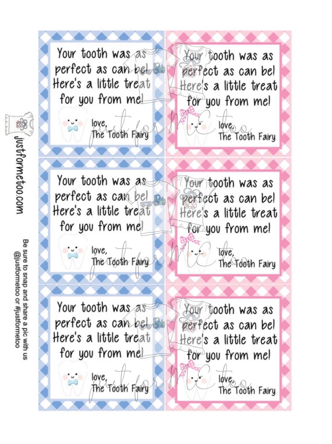 Tooth Fairy Printable Tags Instant Download Tooth Tags | Etsy