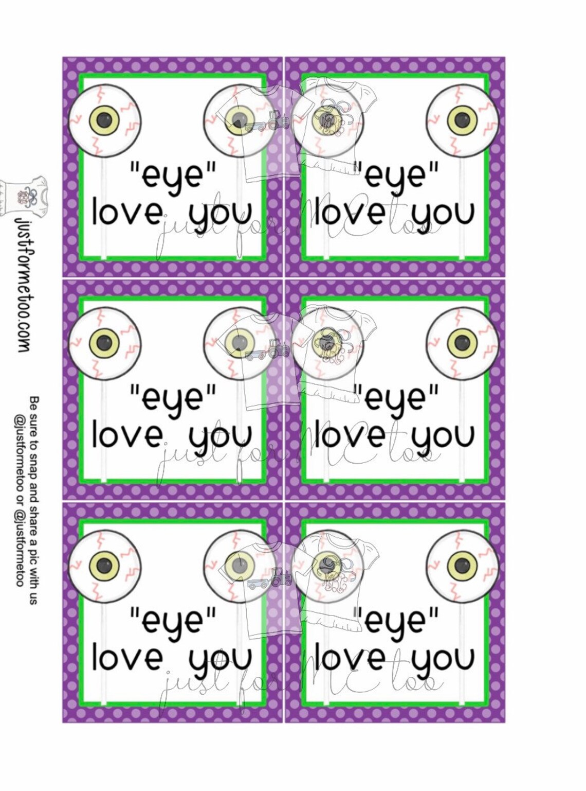 Halloween Printable Tags Instant Download Eye Love You | Etsy