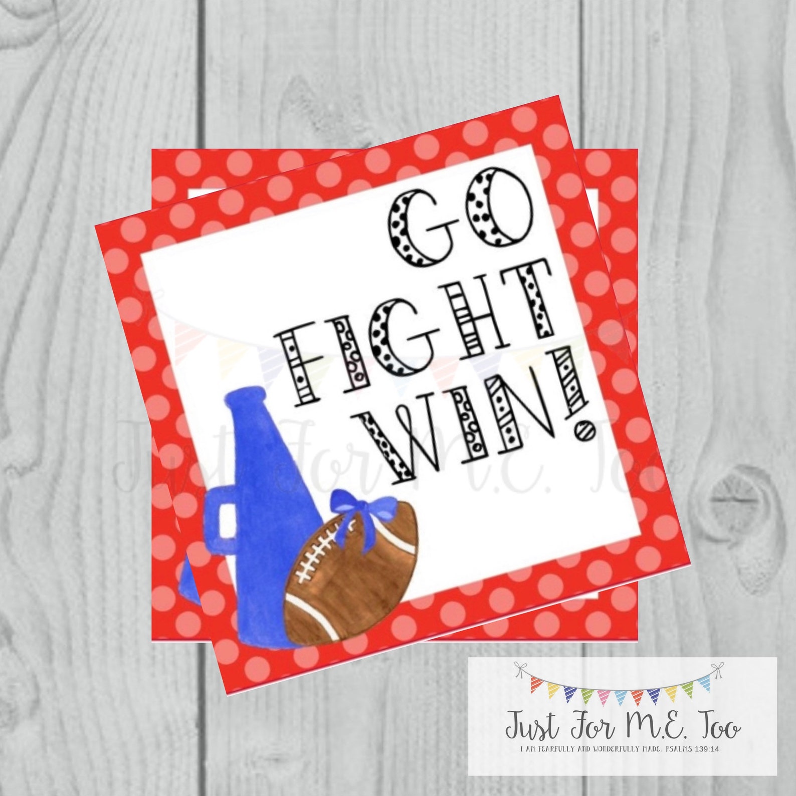 Football Printable Tags Go Fight Win Instant Download | Etsy