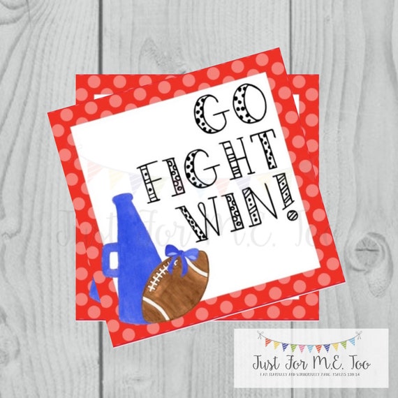 Football Printable Tags Go Fight Win Instant Download | Etsy