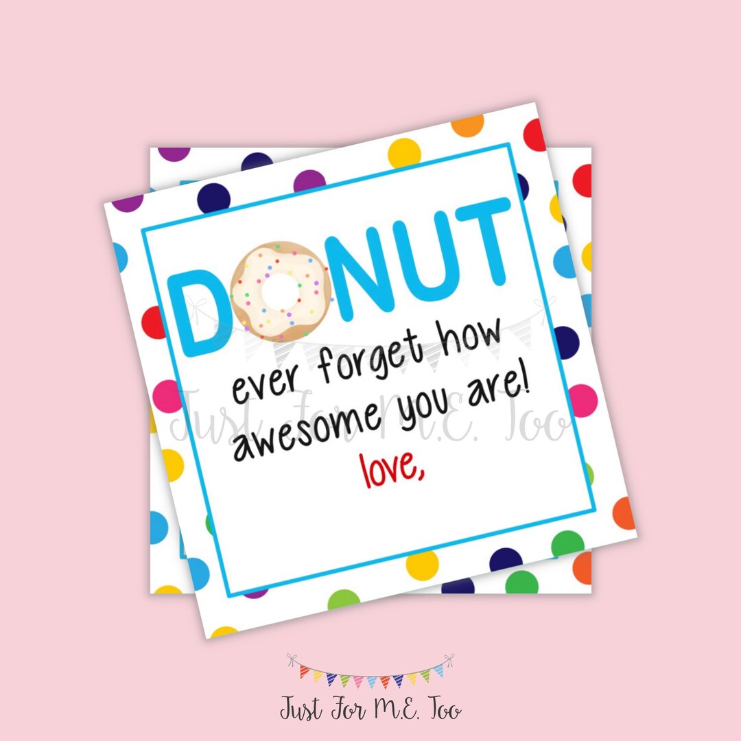 Donut Printable Tags, Instant Download, Friend Tags, Square Gift Tags ...
