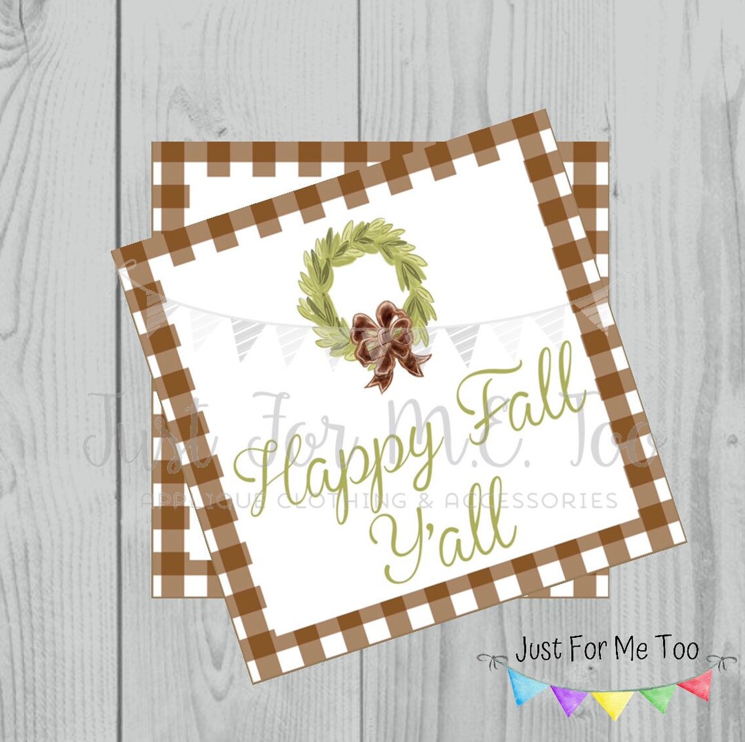Happy Fall Y'all Printable Tags, Instant Download, Fall Tags, Pumpkin ...