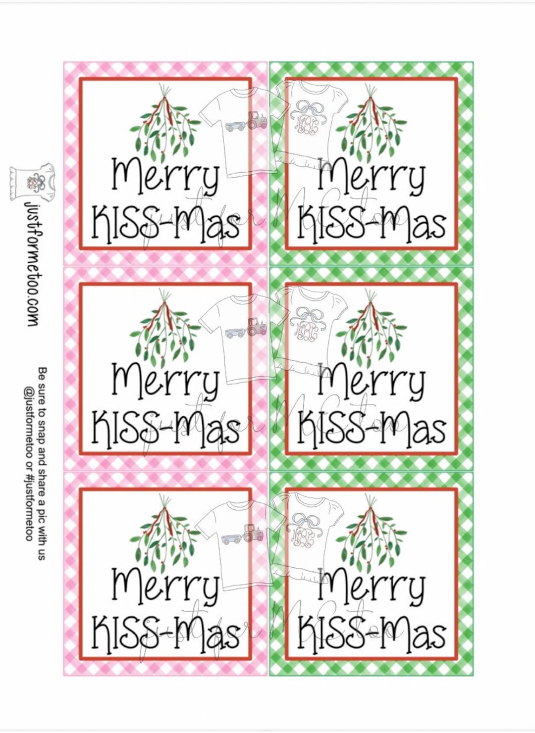 Christmas Printable Tags, Instant Download, Christmas Tags, Square Gift ...