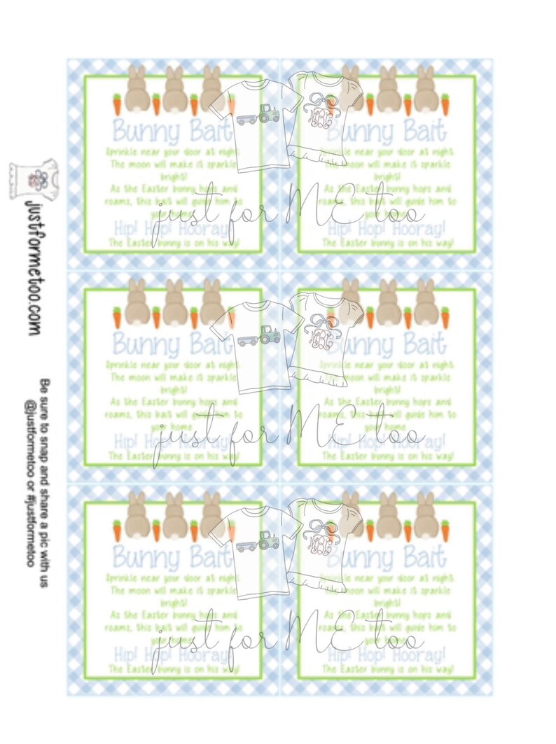 Easter Bunny Printable Tags Easter Favor Tags Bunny Bait | Etsy