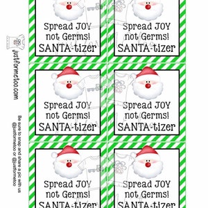 Santa-tizer Printable Tags, Instant Download, Christmas Tags, Square ...