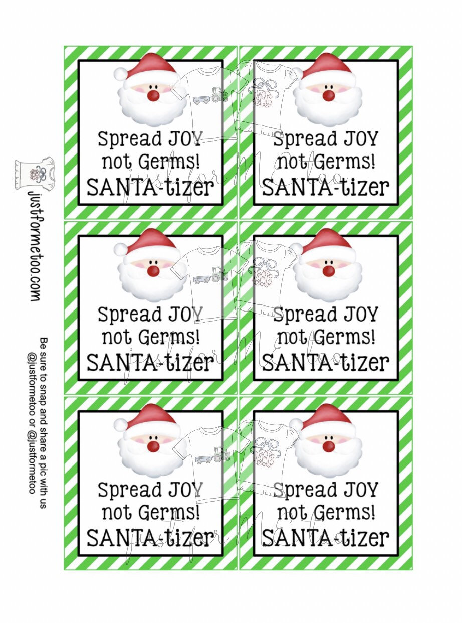 Santa-tizer Printable Tags, Instant Download, Christmas Tags, Square ... Santa-tizer Printable Tags, Instant Download, Christmas Tags, Square ...
