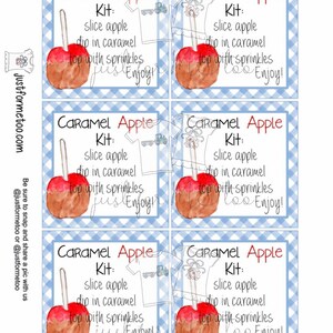 Caramel Apple Printable Tags, Caramel Apple Kit, Instant Download, Fall ...