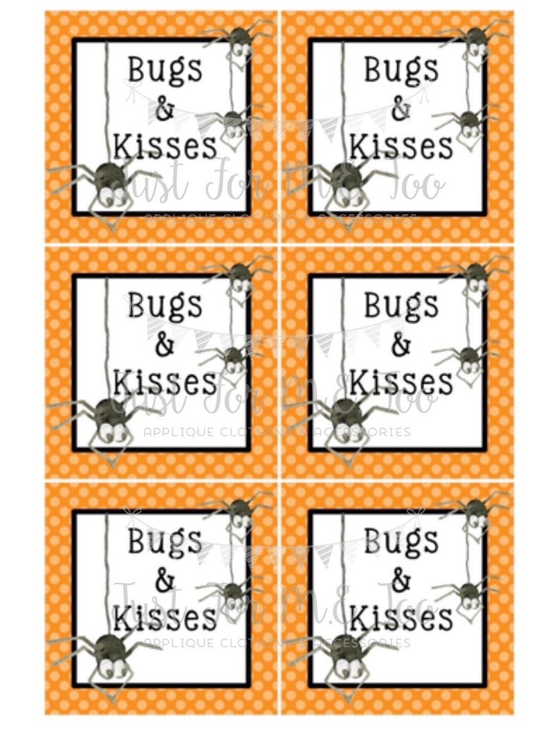 Halloween Printable Tags Instant Download Bugs and Kisses | Etsy