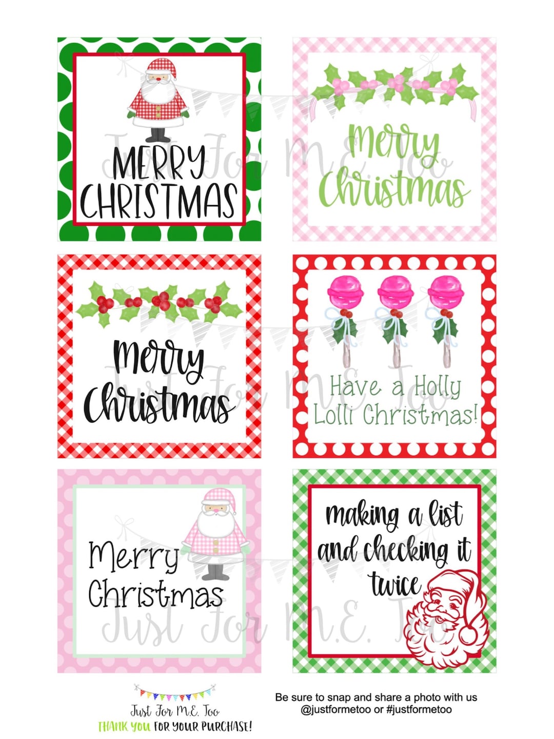 Christmas Printable Tags, Instant Download, Christmas Tags, Square Gift ...