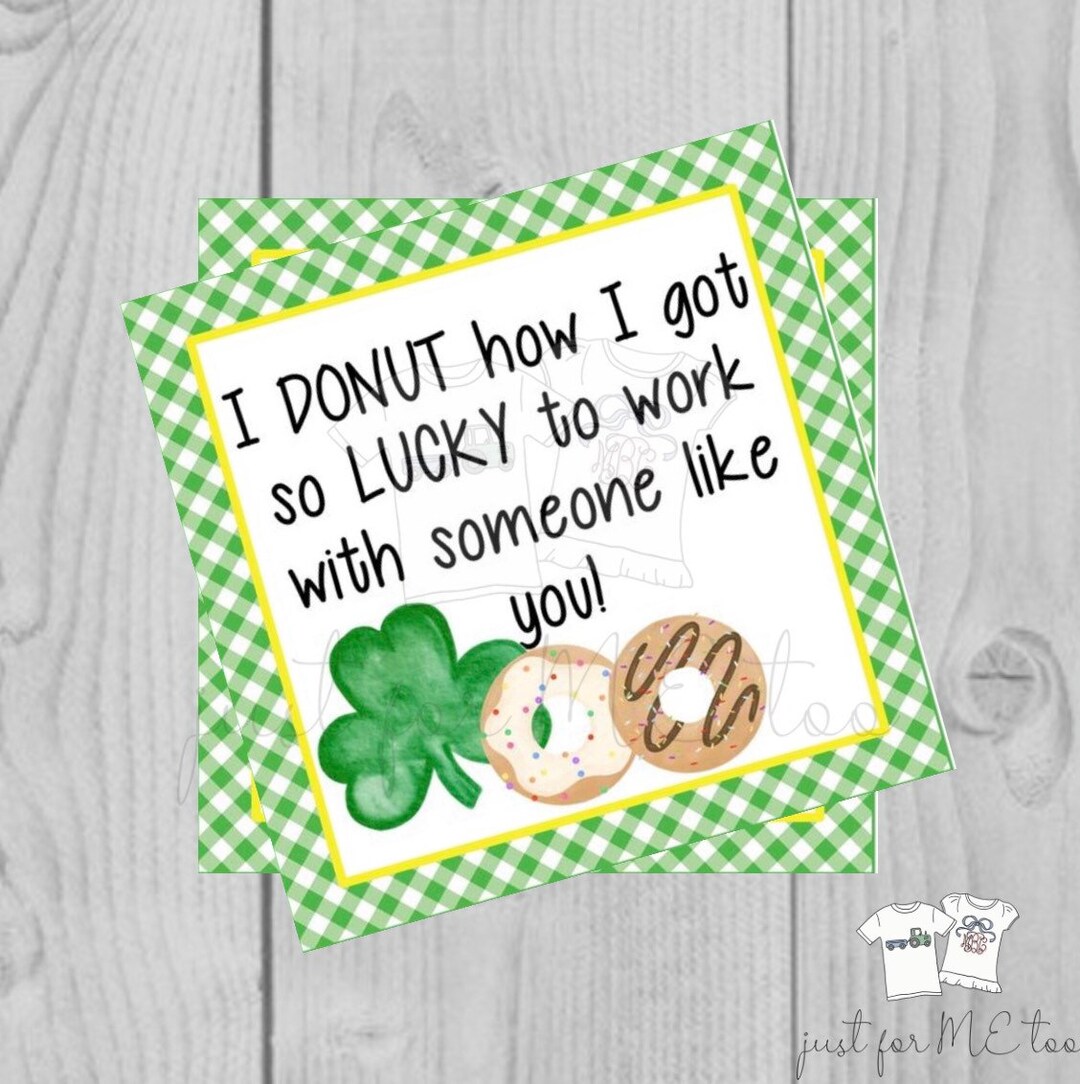 Donut Printable Tags, Instant Download, St. Patrick's Day Tags, Square ...