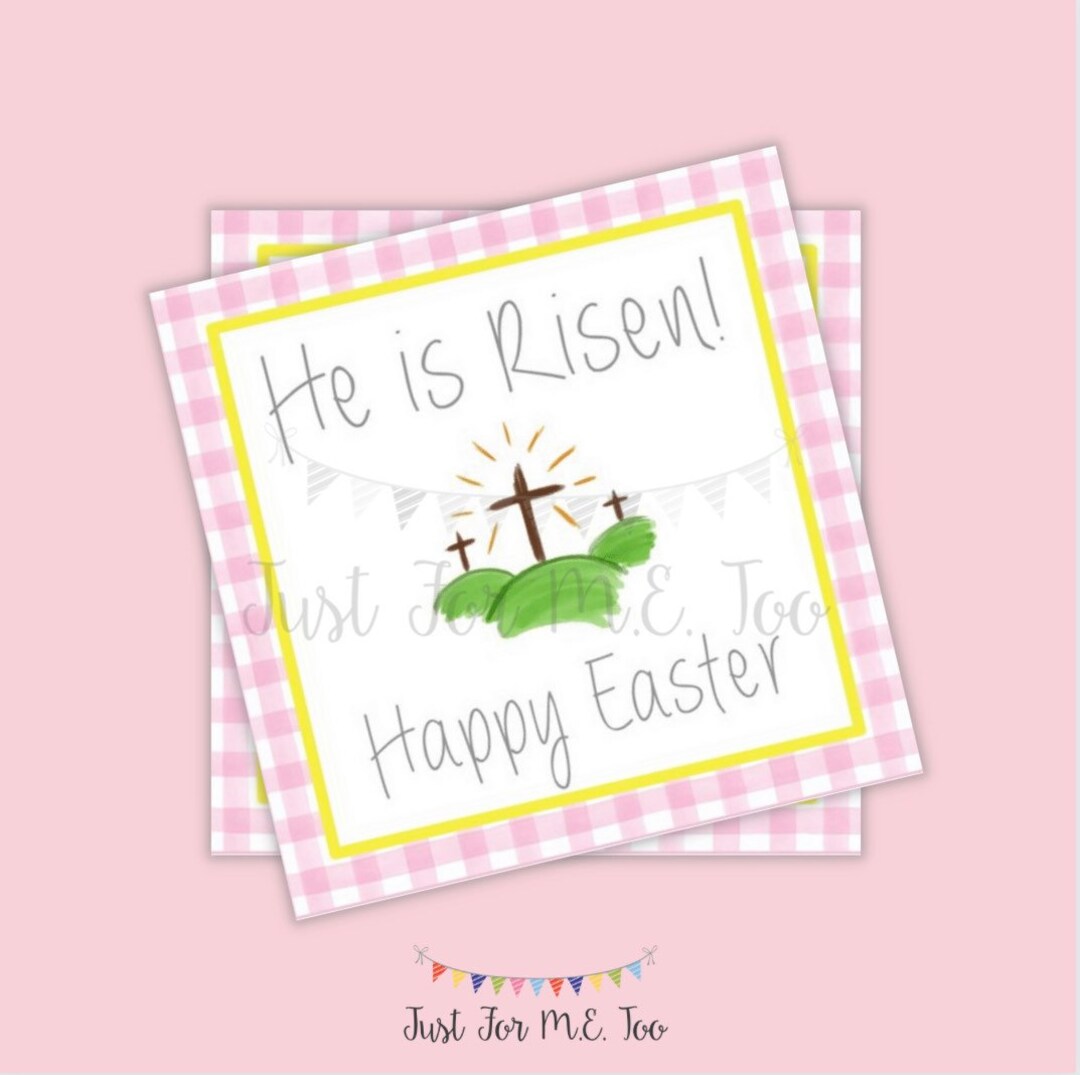 Easter Printable Tags, Instant Download, He is Risen Tags, Square Gift ...