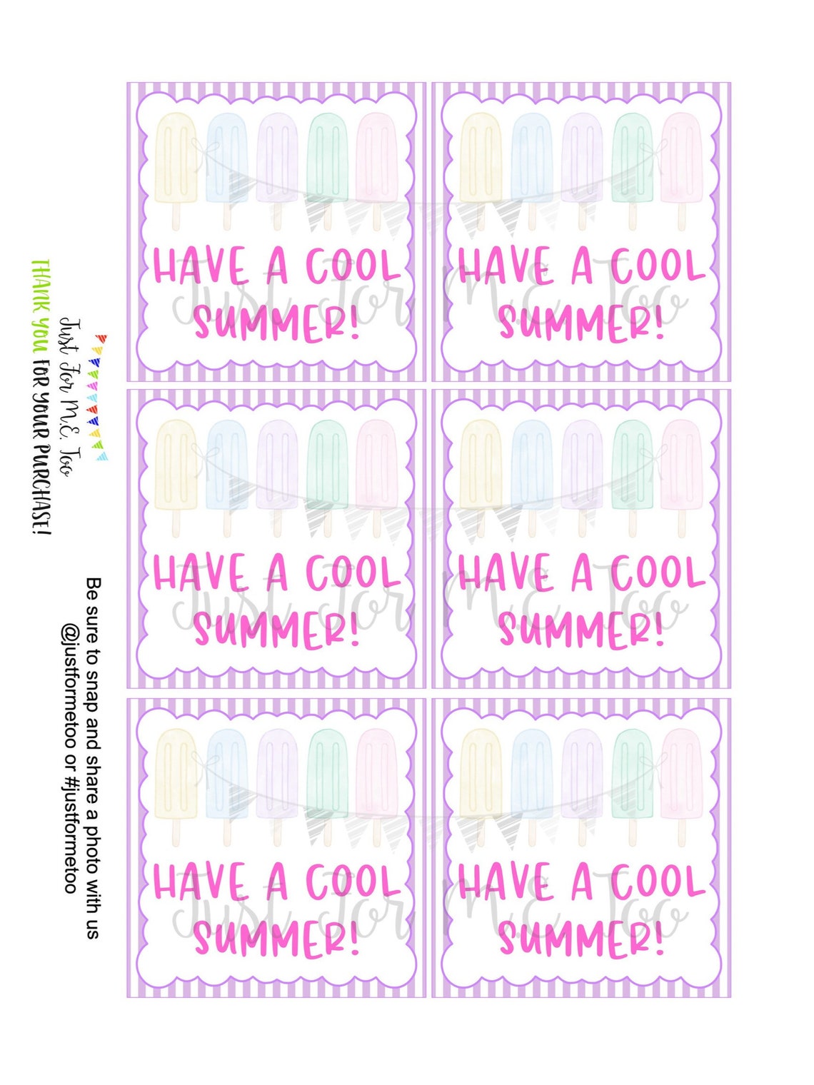 Summer Printable Tags Have a Cool Summer Instant Download - Etsy
