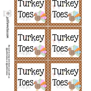Thanksgiving Printable Tags, Instant Download, Turkey Toes, Turkey Gift ...