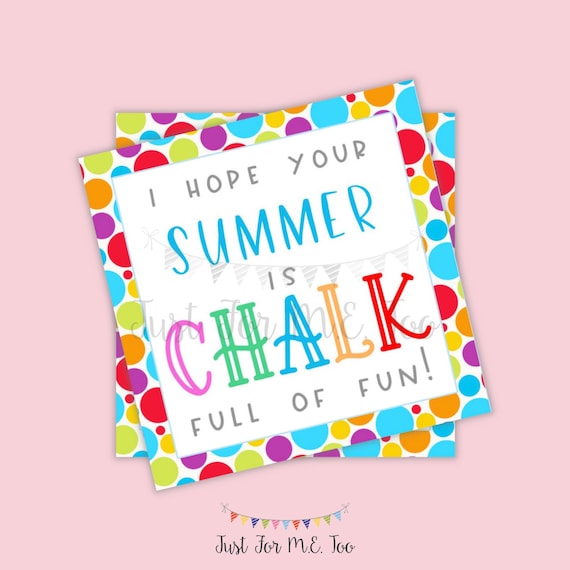 Summer Printable Chalk Gift Tag Chalk Full of Fun Kids Tag - Etsy