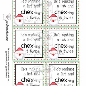 Christmas Printable Tags, Chex-ing It Twice, Merry Christmas Tag, Chex ...