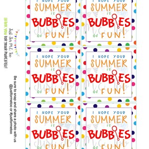 Summer Printable, Bubble Gift Tag, Summer Bubbles, Kids Tag, Friend ...