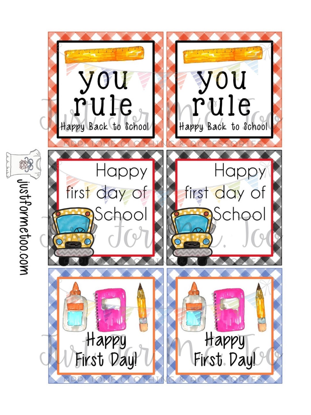 Back to School Printable Tags, Instant Download, Teacher Tags, Square ...