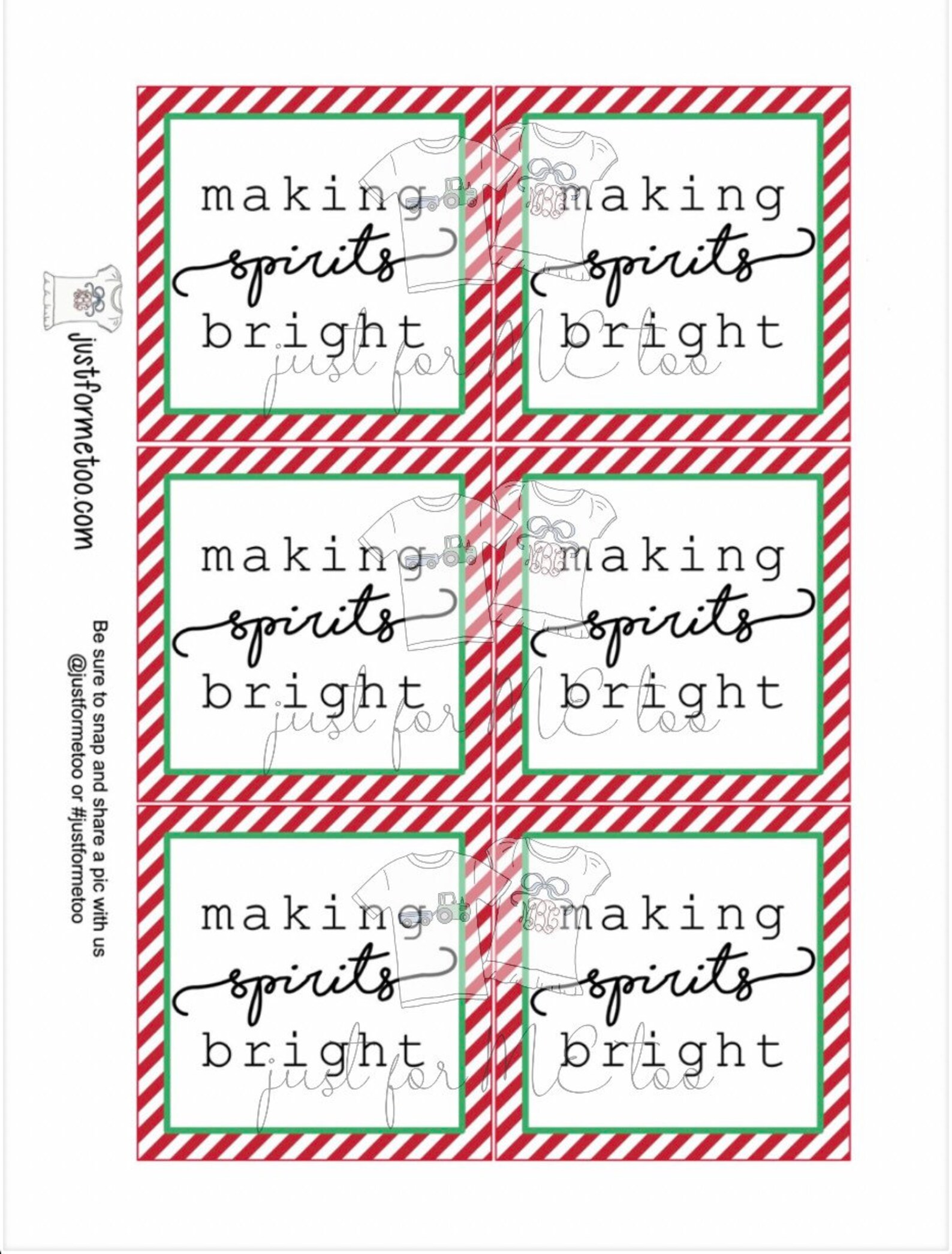 Making Spirits Bright Christmas Printable Tag Instant - Etsy