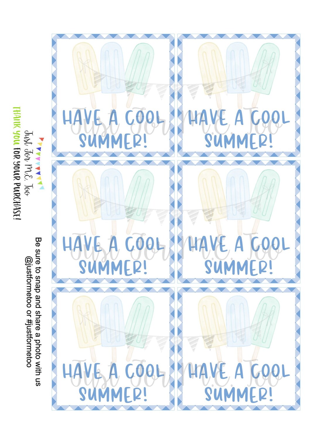 Summer Printable Tags Have a Cool Summer Instant Download - Etsy