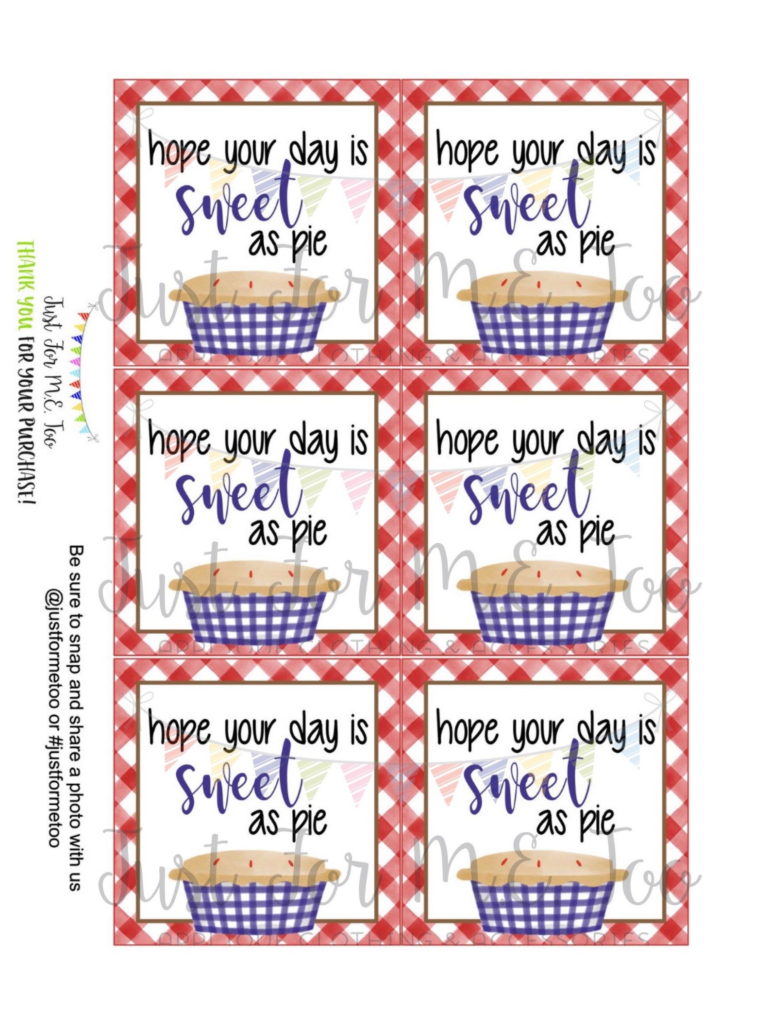 Fall Printable Tags Instant Download Fall Tags Pumpkin Pie - Etsy