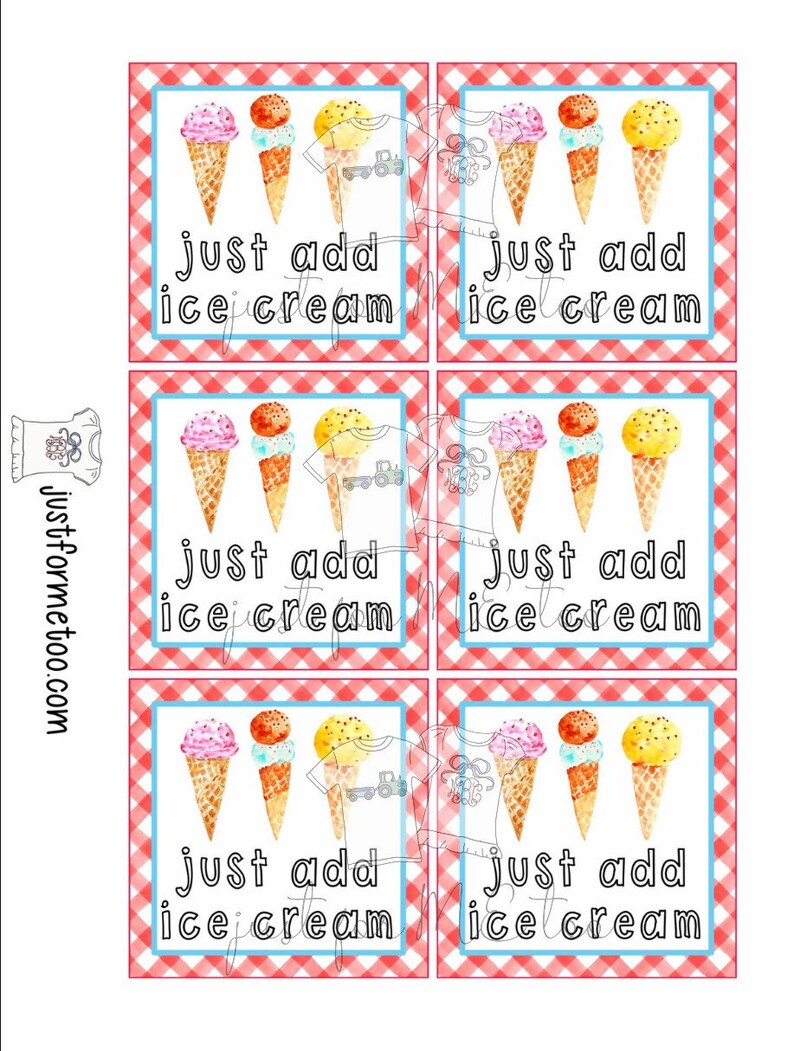 Instant Download Printable Ice Cream Tag, Instant Download, Printable ...