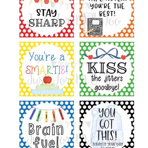 Test Encouragement Tags: School Printable Notes (JPG) - Etsy
