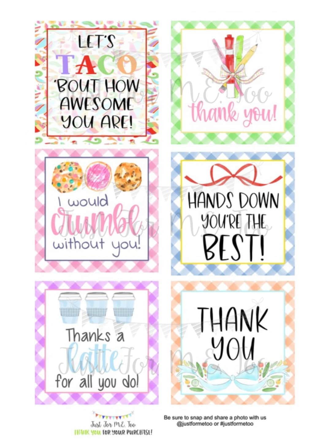 Appreciation Printable Tags, Instant Download, Teacher Tags, Square ...