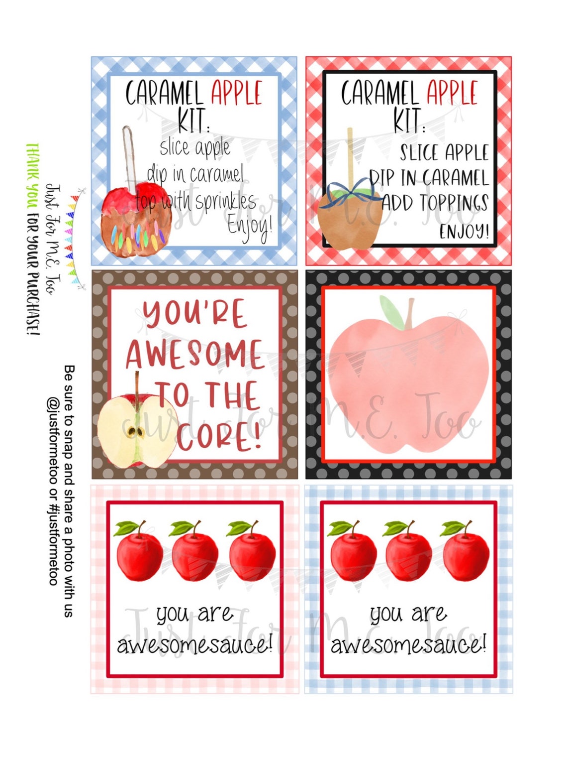 Caramel Apple Printable Tags Caramel Apple Kit Instant - Etsy