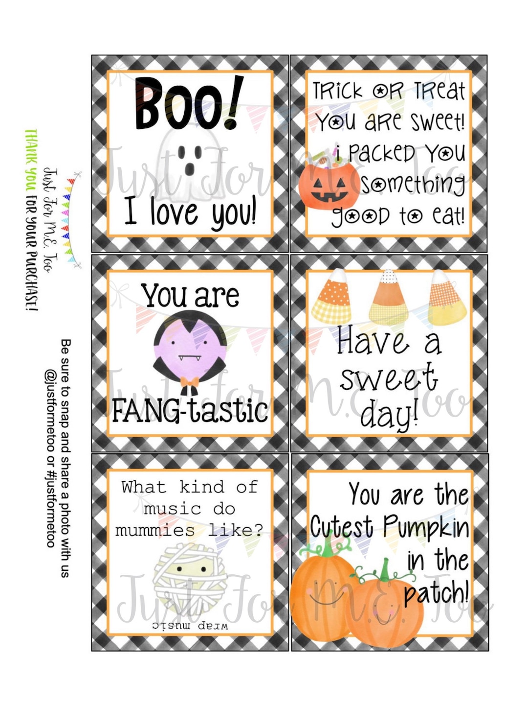 Halloween Lunchbox Notes Printable Tags, October, Fall School Tags ...