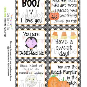 Halloween Lunchbox Notes Printable Tags, October, Fall School Tags ...