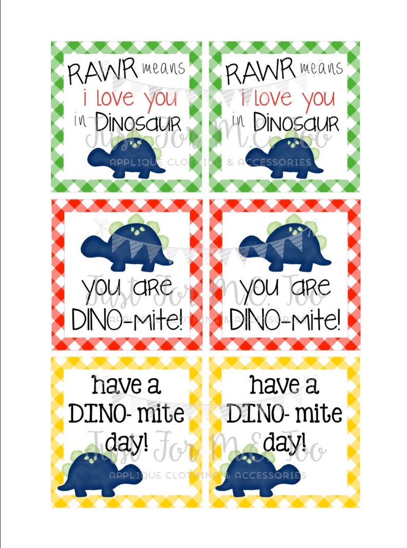 Instant Download Printable Dinosaur Tags Dino-Mite Lunch | Etsy