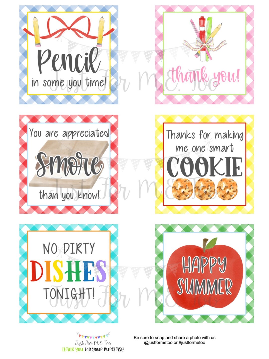 Teacher Appreciation Printable Tags, Instant Download, Teacher Tags ...