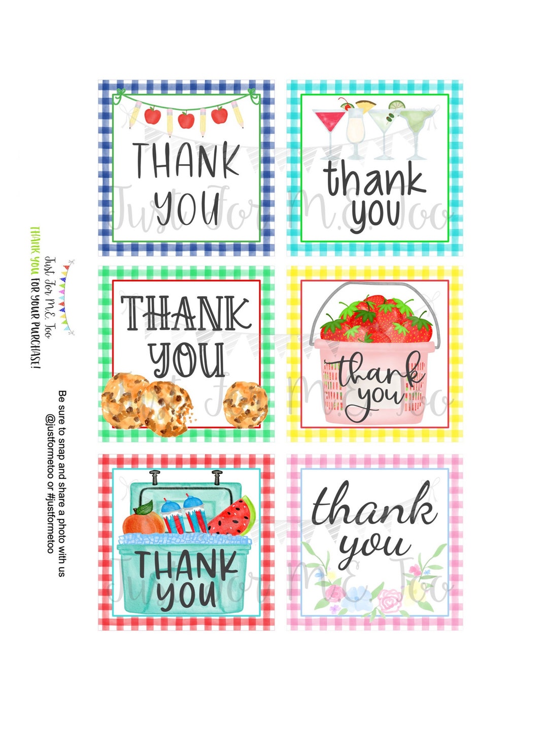Instant Download Printable Thank You Tags, Thank You Digital Download ...