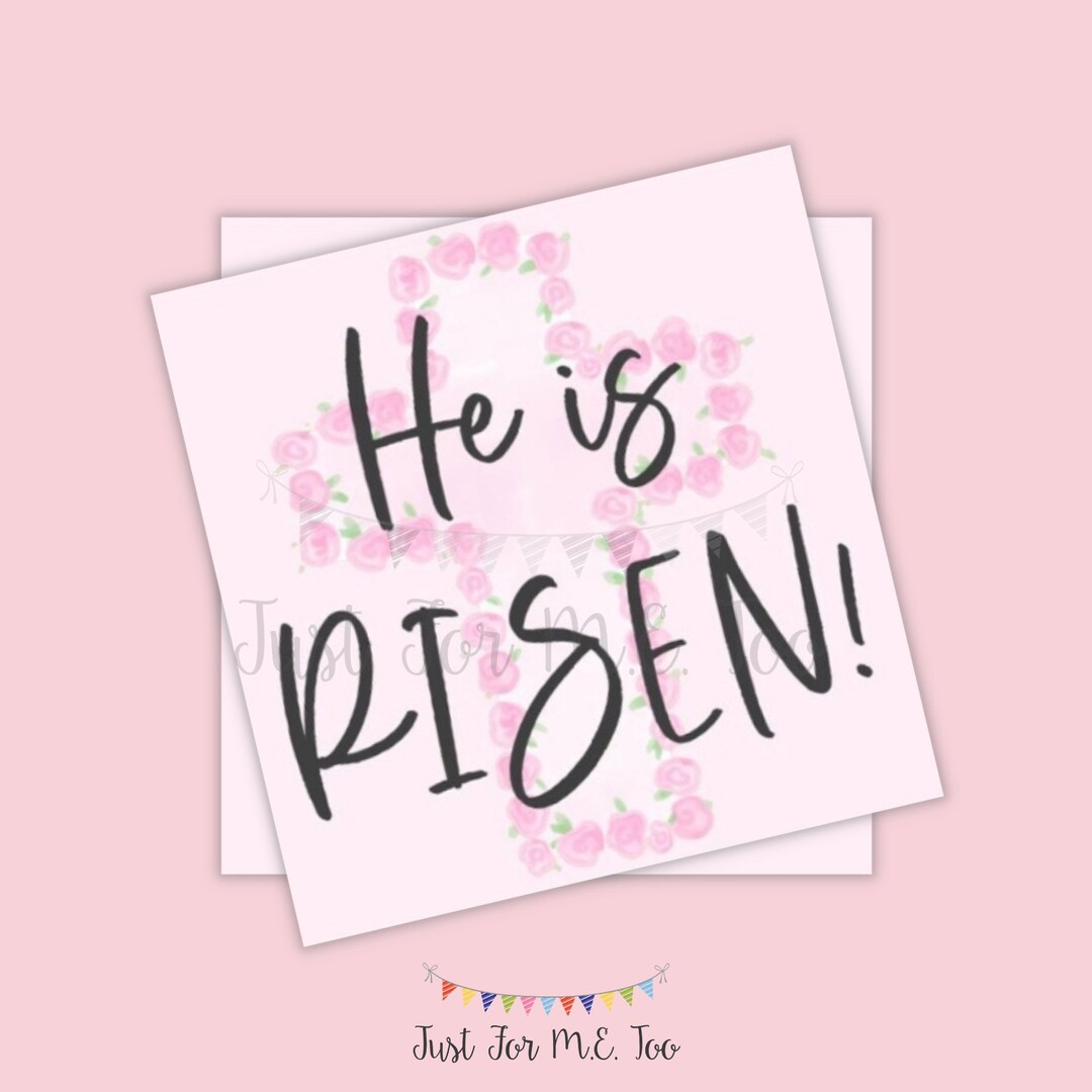 Easter Printable Tags, Instant Download, He is Risen Tags, Square Gift ...