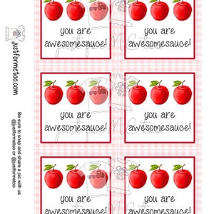 Apple Printable Tags, You Are Awesomesauce, Instant Download, Apple ...