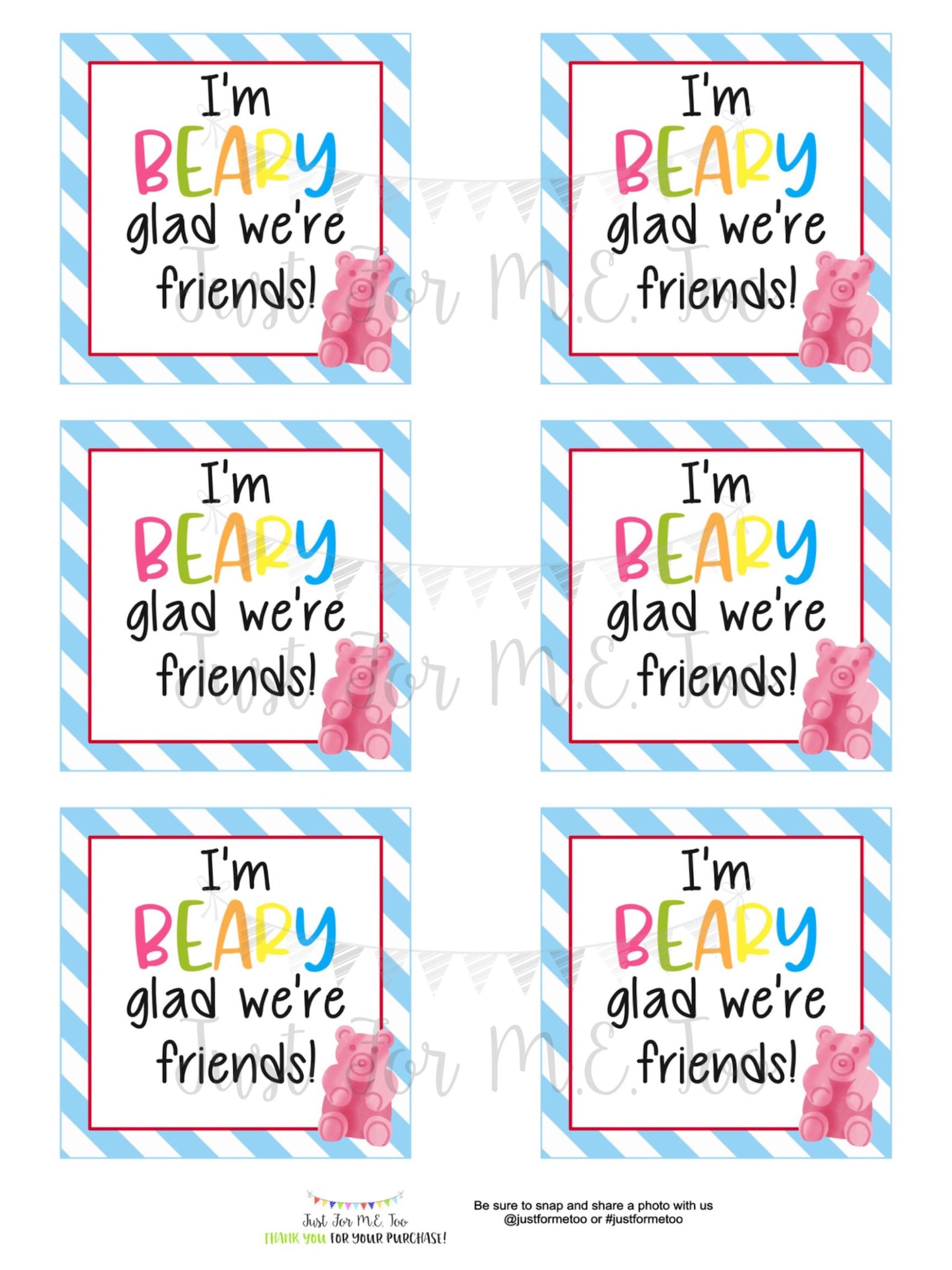 Valentine's Day Printable Cards Instant Download Gummy - Etsy