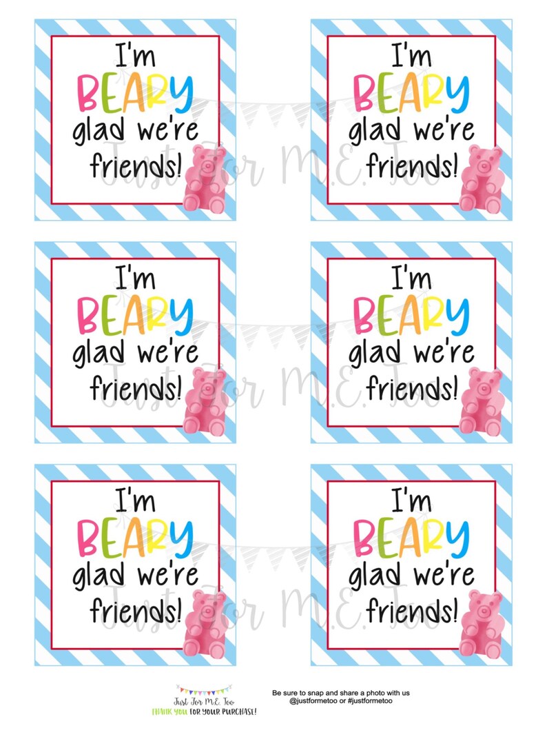 Valentine's Day Printable Cards Instant Download Gummy - Etsy