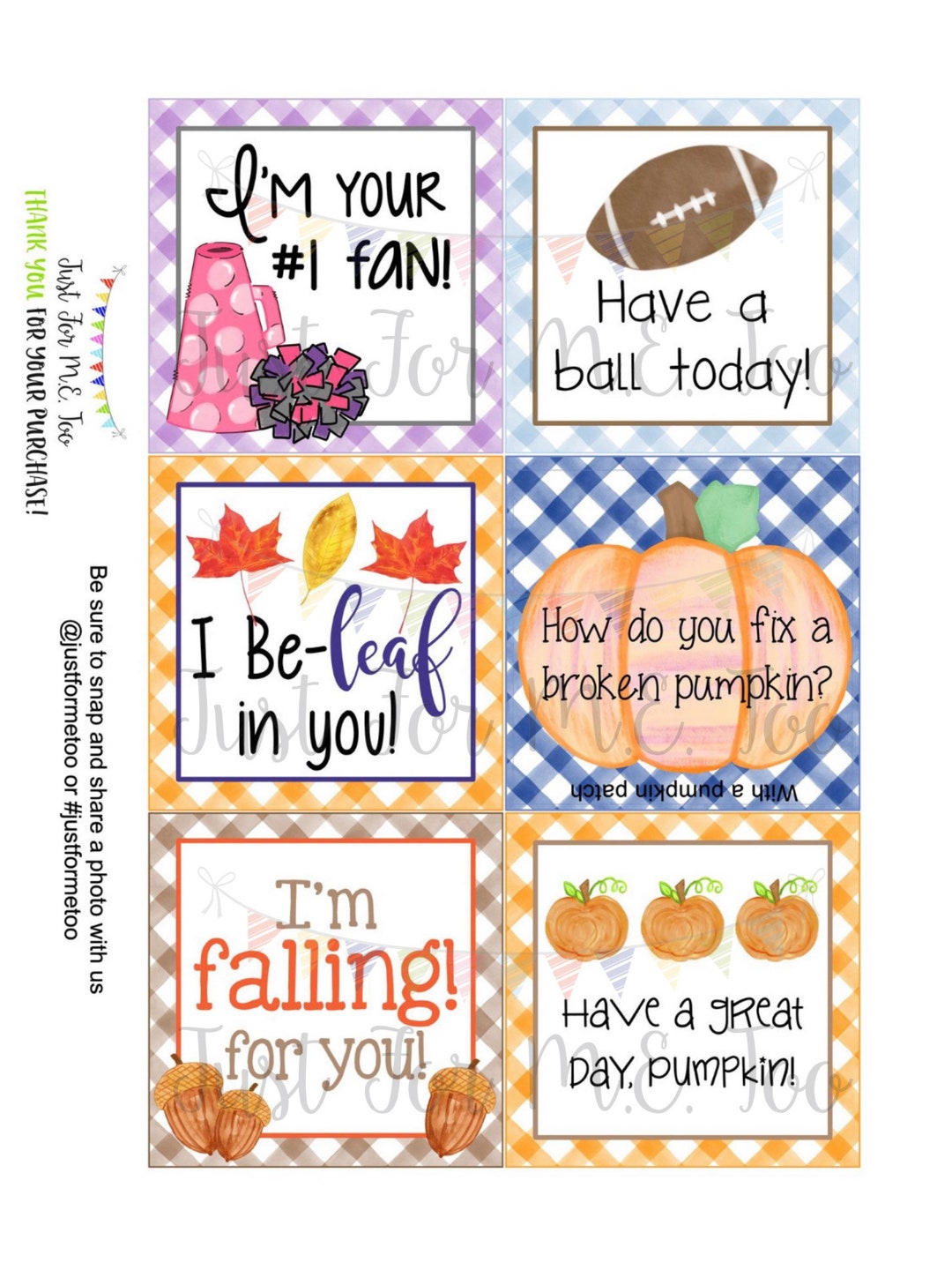 Lunchbox Notes Printable Tags, Pumpkin, Fall School Tags, School Tags ...