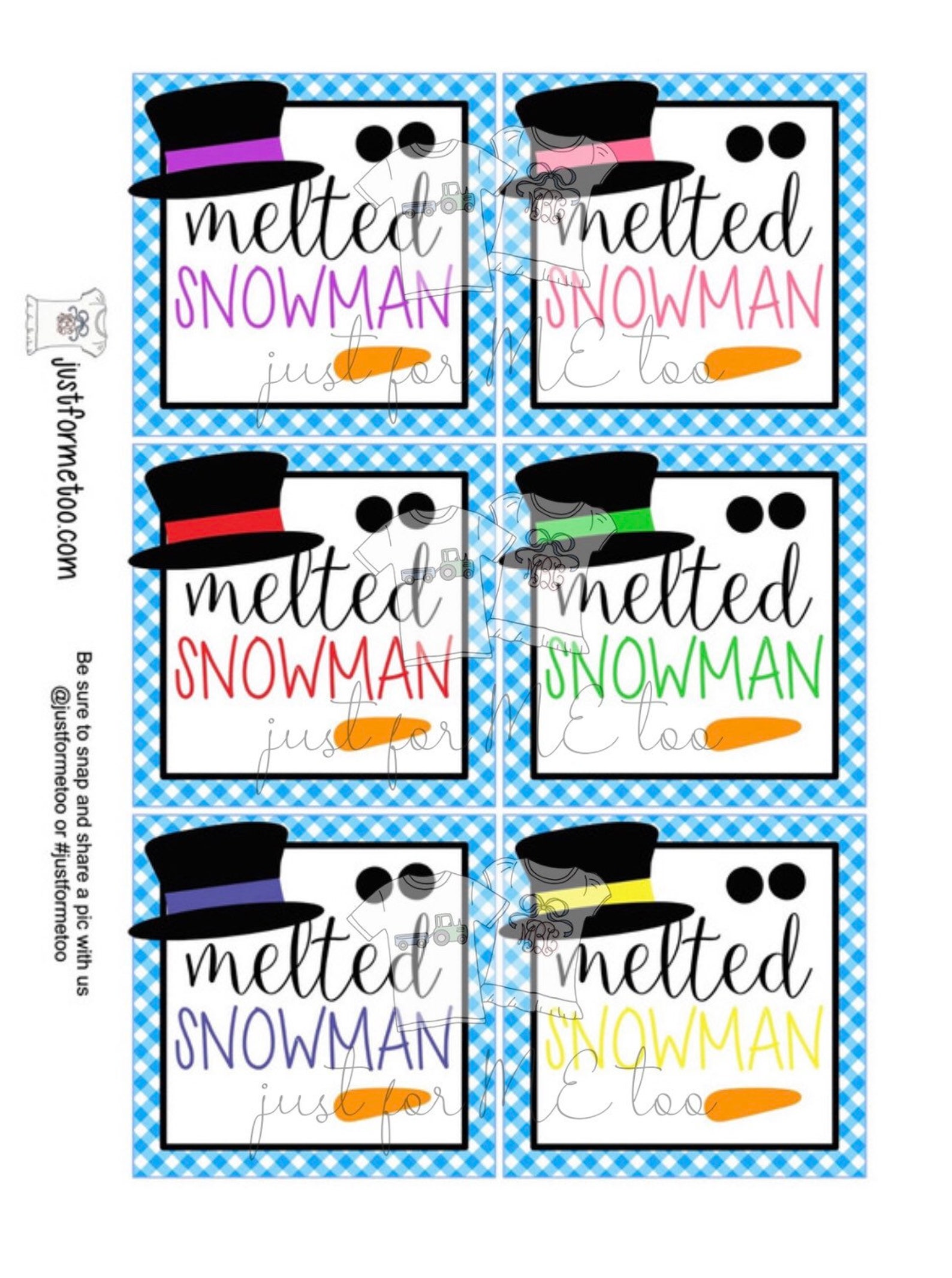 Snowman Printable Tags Instant Download Winter Tags Square - Etsy