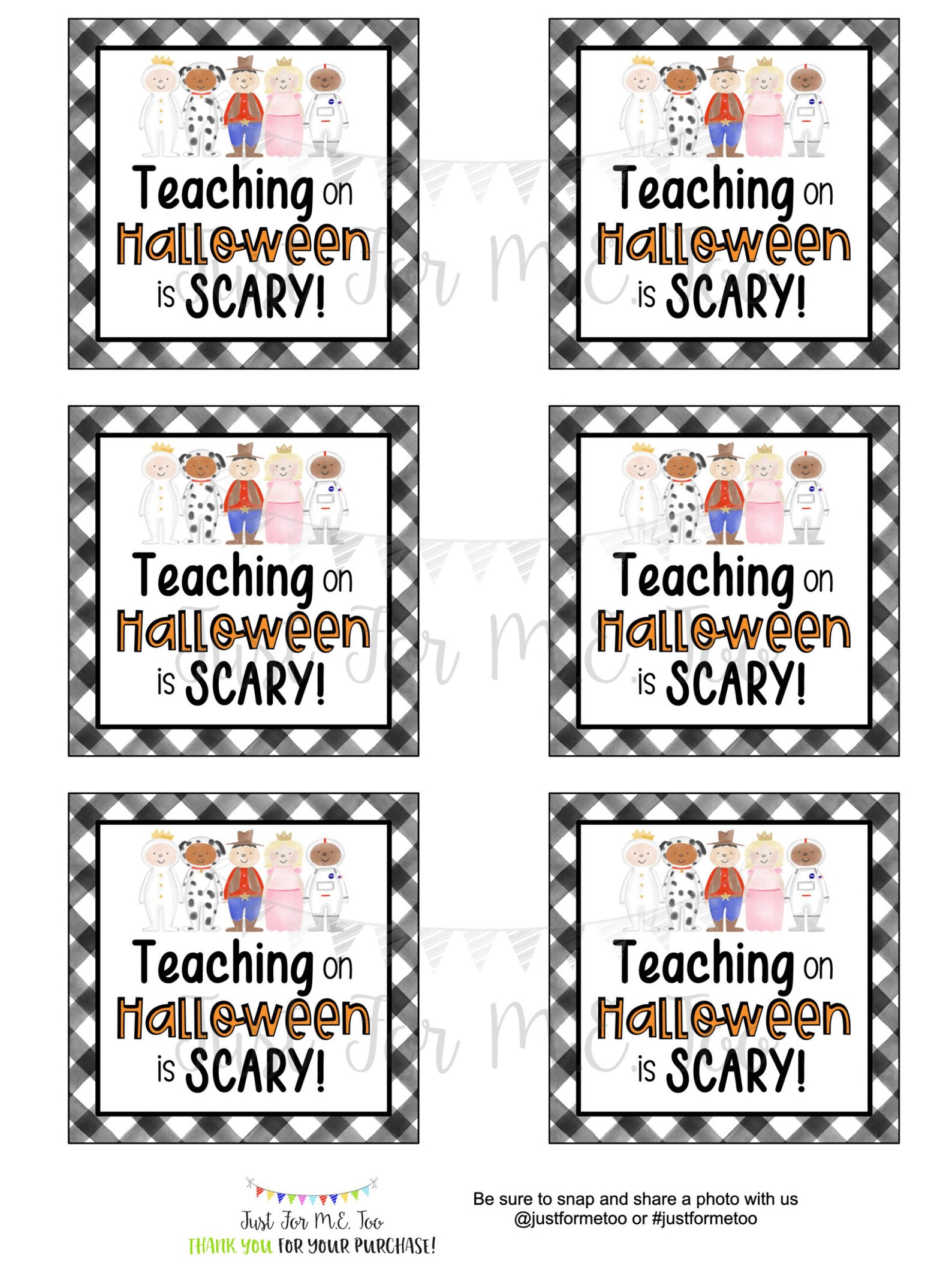 Halloween Printable Tags, Instant Download, Teacher Tags, Square Gift ...
