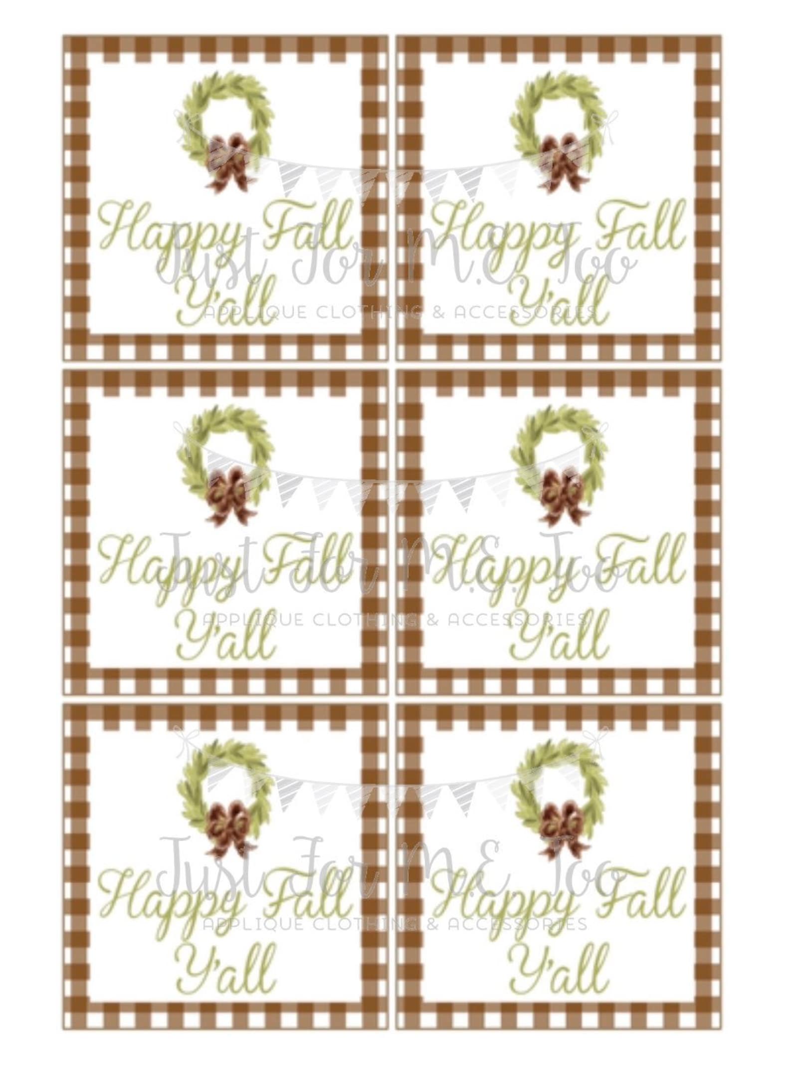 Happy Fall Y'all Printable Tags Instant Download Fall | Etsy