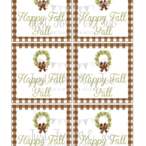 Happy Fall Y'all Printable Tags, Instant Download, Fall Tags, Pumpkin ...
