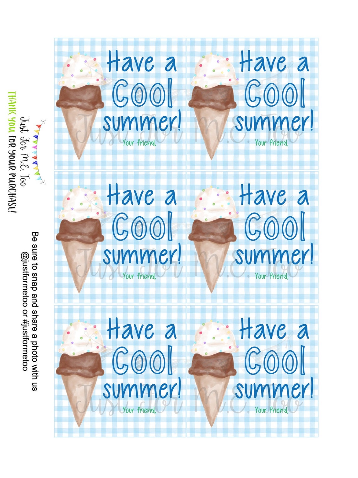 Summer Printable Tags Have a Cool Summer Instant Download - Etsy
