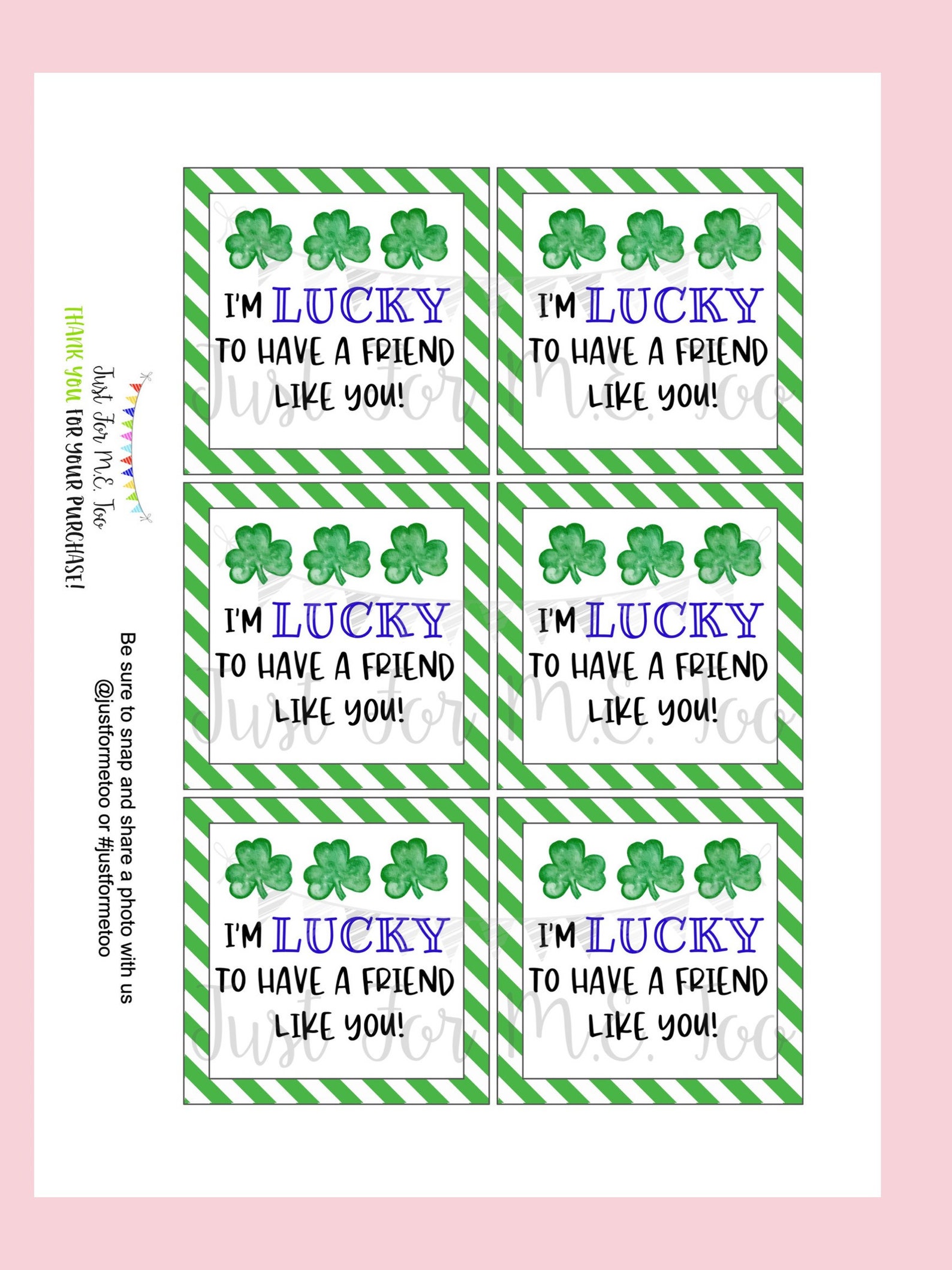 St. Patrick's Day Printable Tags Instant Download Lucky | Etsy
